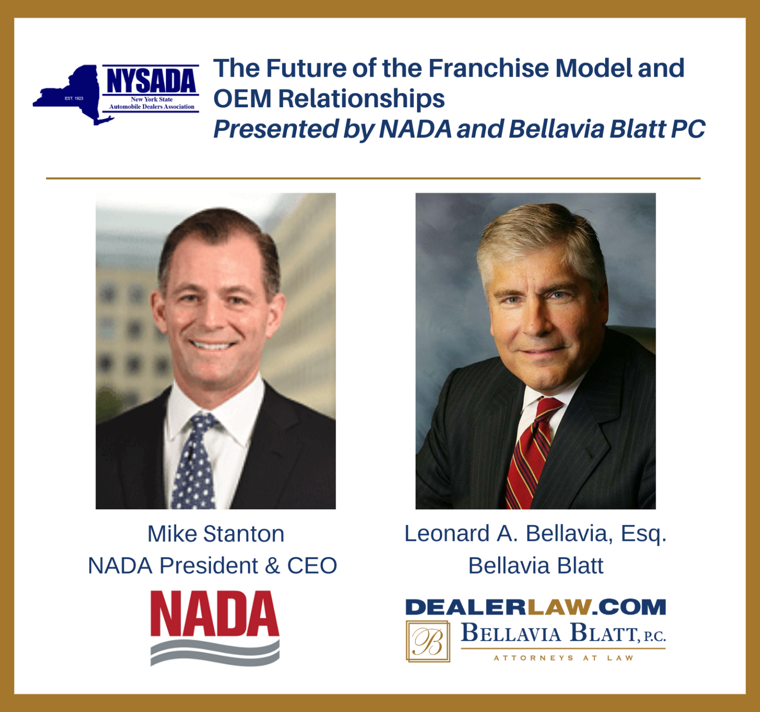 Leonard Bellavia presents with NADA President / CEO, Mike Stanton ...